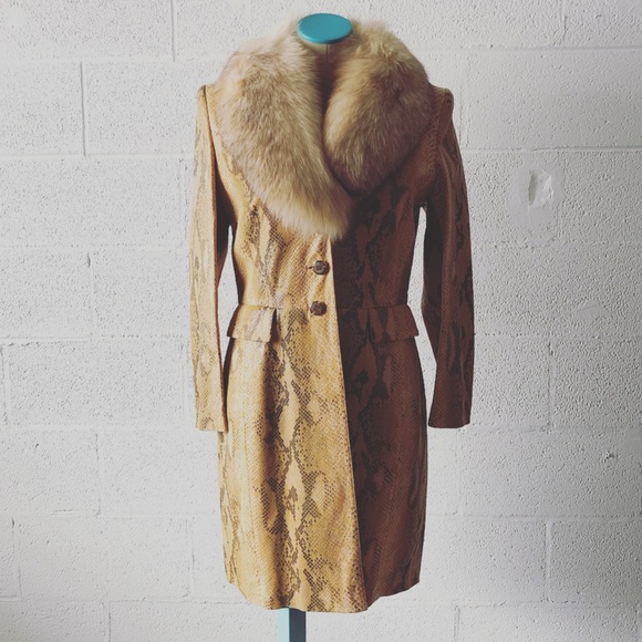 Escada | Jackets & Coats | Escada Snakeskin Leather Blue Fox Fur Jacket ...